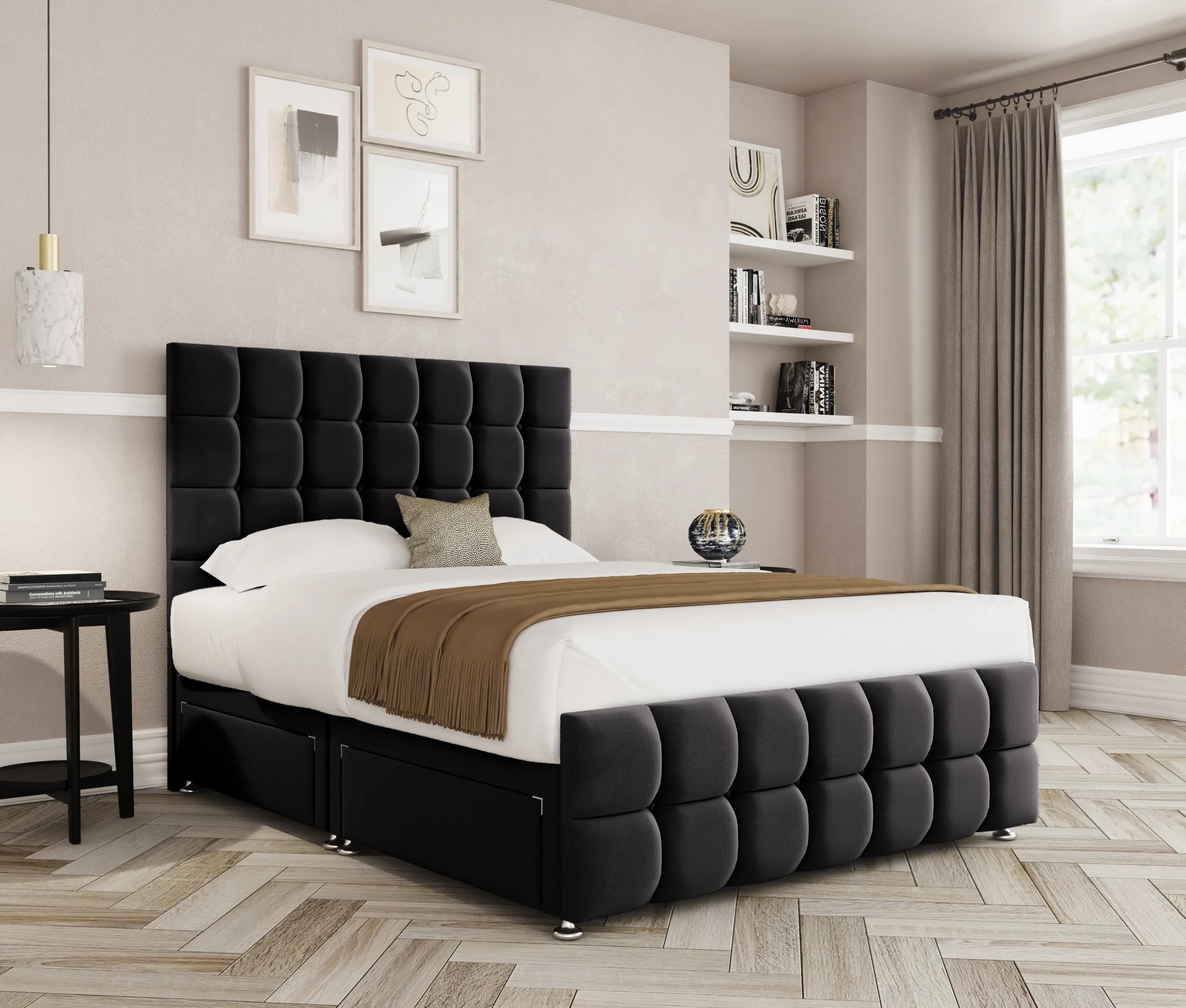 Hampton Divan Bed: Slip-Proof Protective Cover and Sturdy U Clips